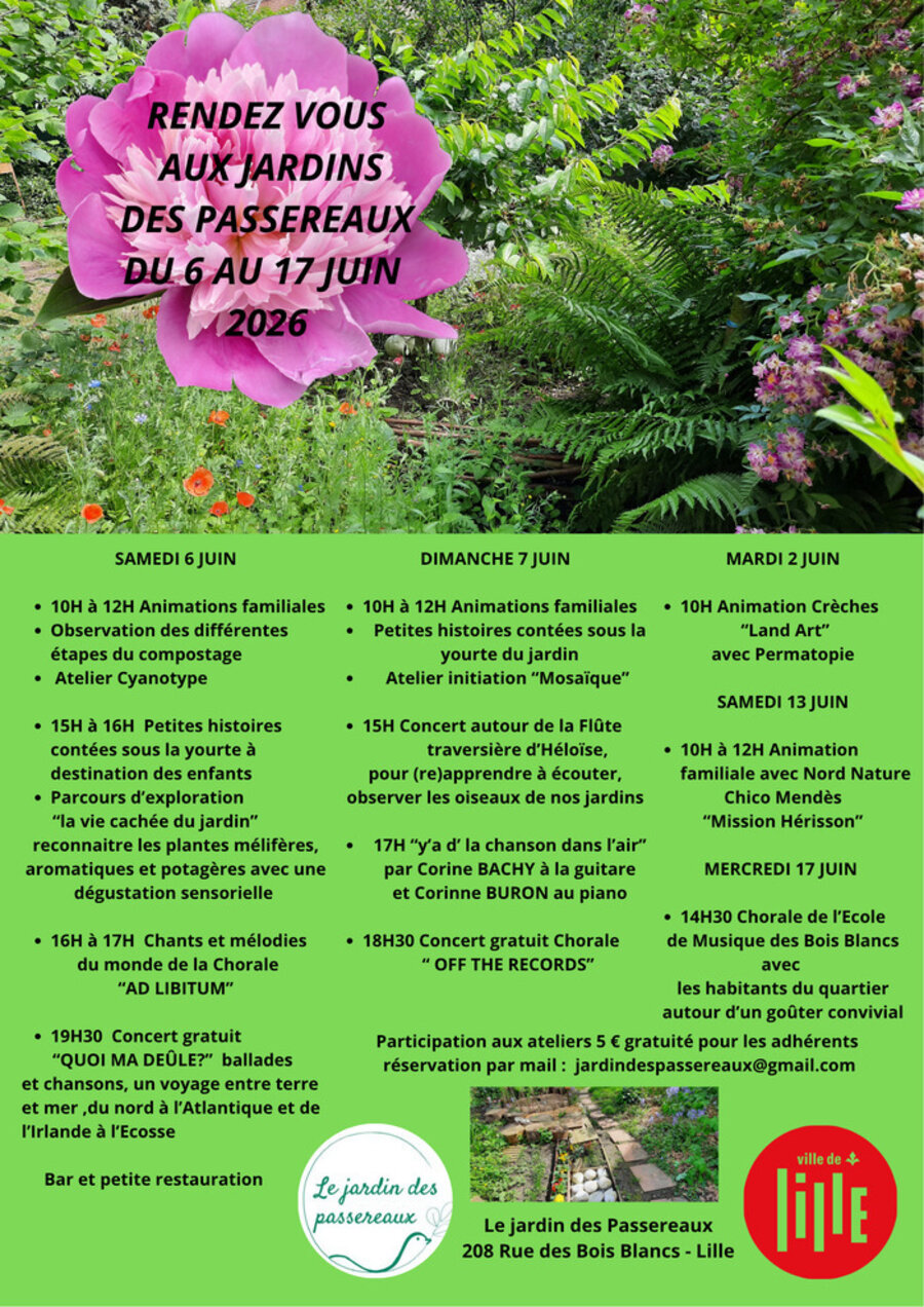 Rendez-vous au Jardin des Passereaux - Animations familiales » Lille